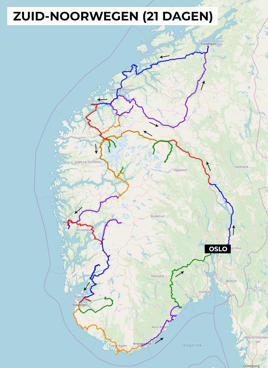 Round trip Norway (2 or 3 weeks) mapped route + itinerary